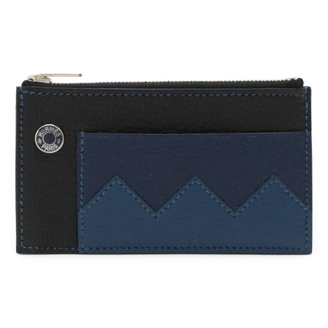 HERMES エルメス クロコダイル コンパクト カードケース ケース 小銭入れ パース シェーブルミゾール ブラック ネイビー ブルー B刻印