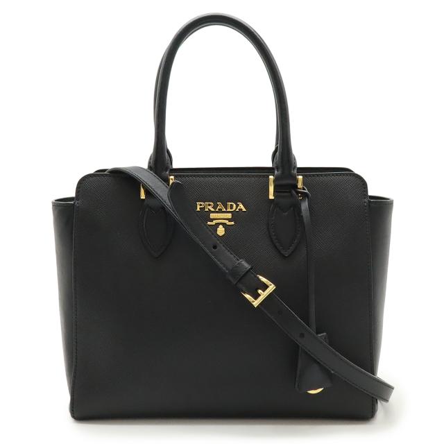 PRADA プラダ SAFFIANO ハンドバッグ トートバッグ 2WAY ショルダーバッグ サフィアーノ レザー NERO 黒 ブラック ゴールド金具 1BA113
