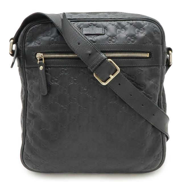GUCCI グッチ グッチシマ ショルダーバッグ 斜め掛け レザー ブラック 黒 ゴールド金具 201448
