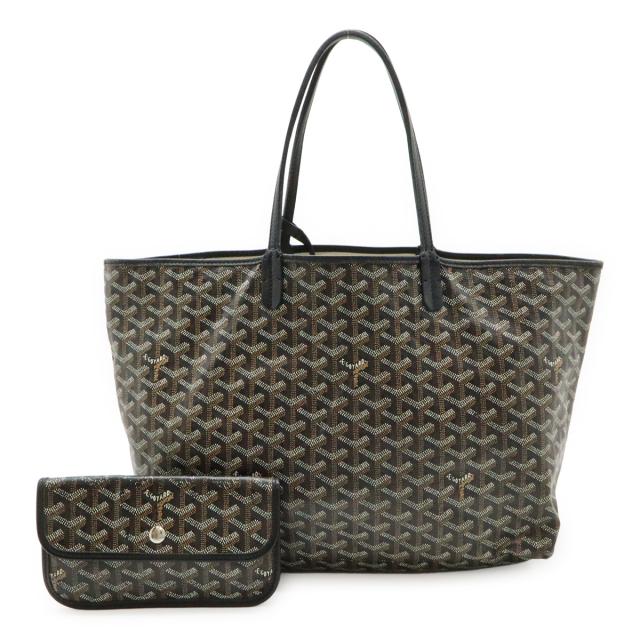 GOYARD ゴヤール サンルイPM トートバッグ ショルダーバッグ コーティングキャンバス レザー ブラック 黒 ブラウン 茶 ホワイト ポーチ付き