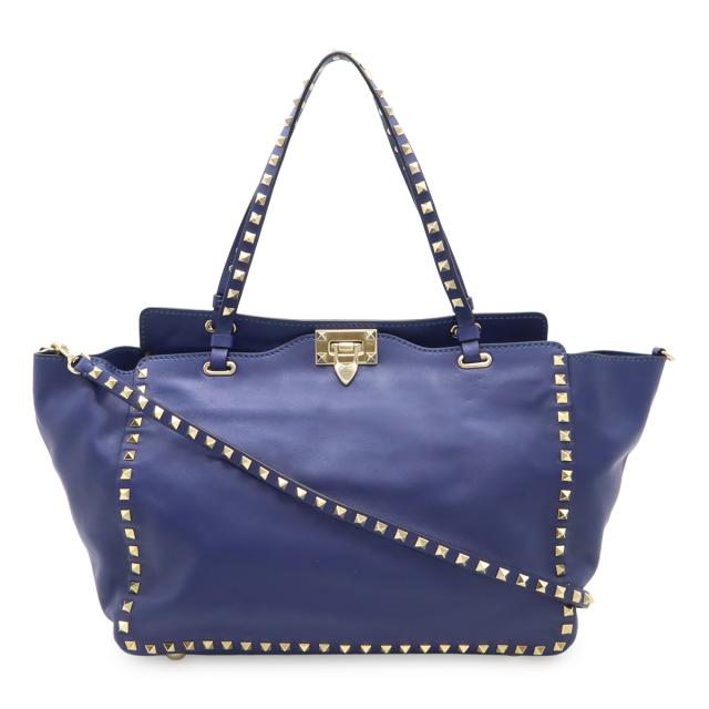 VALENTINO GARAVANI ヴァレンティノ ガラヴァーニ ヴァレンチノ バレンティノ ロックスタッズ ハンドバッグ 2WAYショルダー ブルー 青　FWB00970