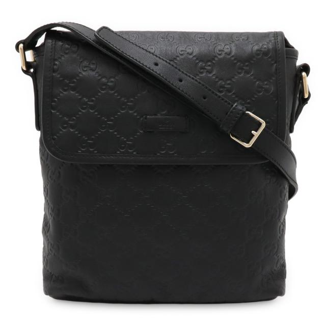 GUCCI グッチ グッチシマ ショルダーバッグ 斜め掛け ブラック 黒 レザー ゴールド金具 223666