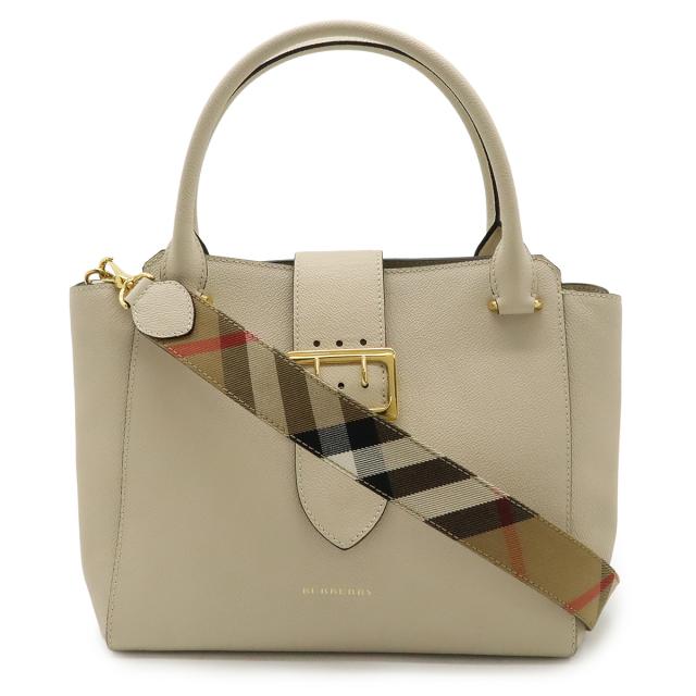 BURBERRY バーバリー ハウスチェック チェック柄 トートバッグ 2WAY ショルダーバッグ ハンドバッグ レザー ライトベージュ ゴールド金具