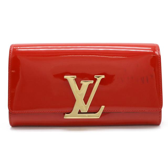 LOUIS VUITTON ルイ ヴィトン モノグラムヴェルニ ポシェット ルイーズEW NM クラッチバッグ スリーズ 赤 レッド ゴールド金具