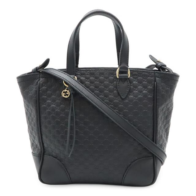 GUCCI グッチ マイクログッチシマ ハンドバッグ 2WAY ショルダーバッグ 斜め掛け レザー ブラック 黒 ゴールド金具 アウトレット品 449241