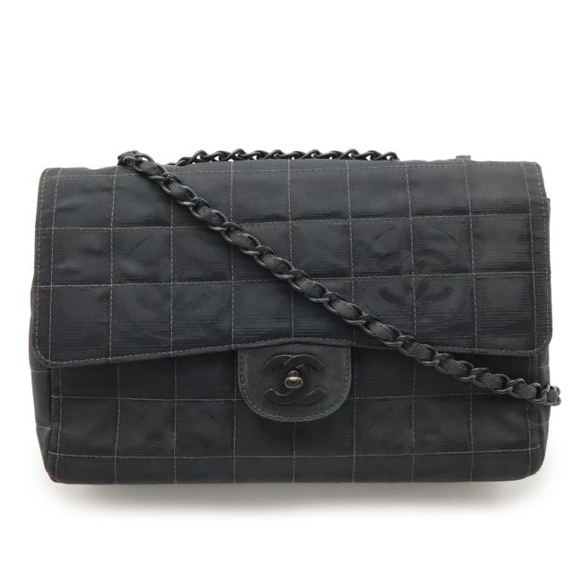 CHANEL シャネル ニュートラベルライン チェーンバッグ ショルダーバッグ 2WAY ナイロンジャガード レザー ブラック 黒 A15285