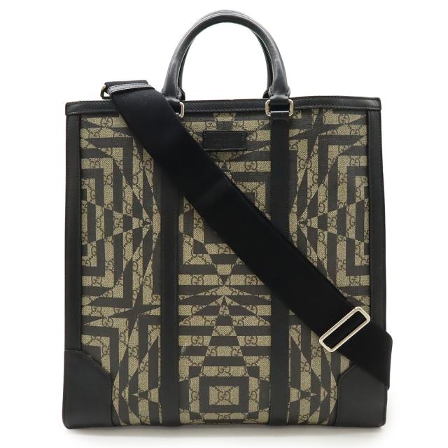 GUCCI グッチ GGカレイド GGカレイドスコープ トートバッグ 2WAY ショルダーバッグ 斜め掛け PVC レザー ベージュ ブラック 黒 406387