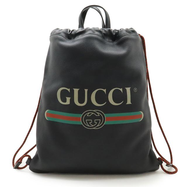 GUCCI グッチ グッチプリント ココ キャピタン ドローストリング バックパック リュックサック 2WAY トートバッグ レザー ブラック 黒 494053