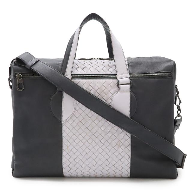 BOTTEGA VENETA ボッテガ ヴェネタ ボッテガベネタ イントレチャート ブリーフケース 2WAY ショルダーバッグ レザー ブラック グレー 368061