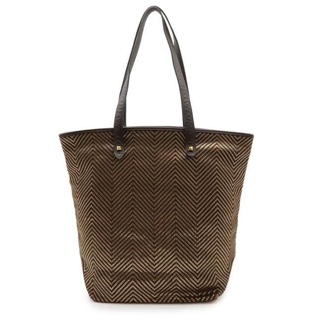HERMES エルメス カバ チェンナイMM トートバッグ ショルダーバッグ 編み込み レザー ダークブラウン ゴールド ゴールド金具 □L刻印