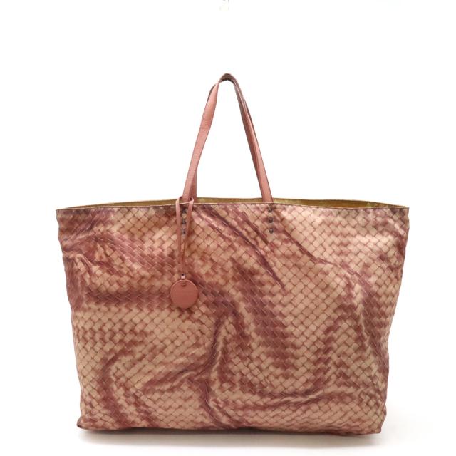 BOTTEGA VENETA ボッテガ ヴェネタ イントレッチオ リュージョン トートバッグ ナイロン レザー ピンク チャーム付き 299876