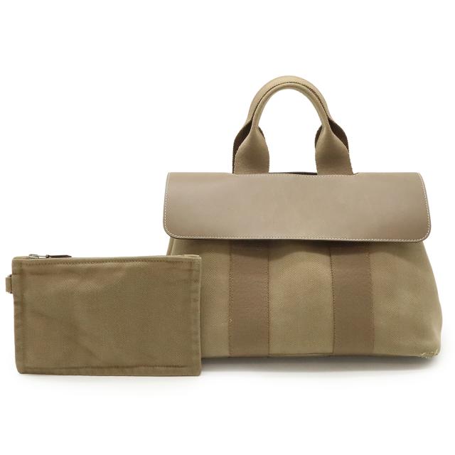 HERMES エルメス ヴァルパライソPM バルパライソPM ハンドバッグ トートバッグ トワルシェブロン レザー エトゥープ ポーチ付き