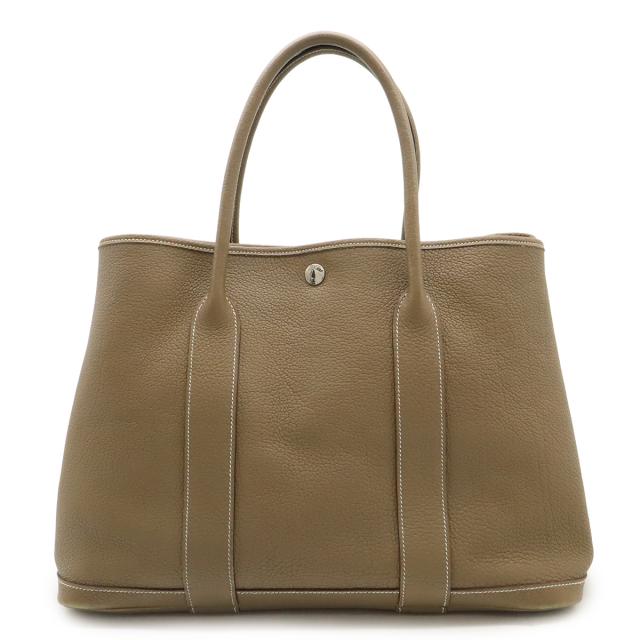 HERMES エルメス ガーデンパーティPM トートバッグ ハンドバッグ ネゴンダ レザー エトゥープ グレージュ シルバー金具 □N刻印