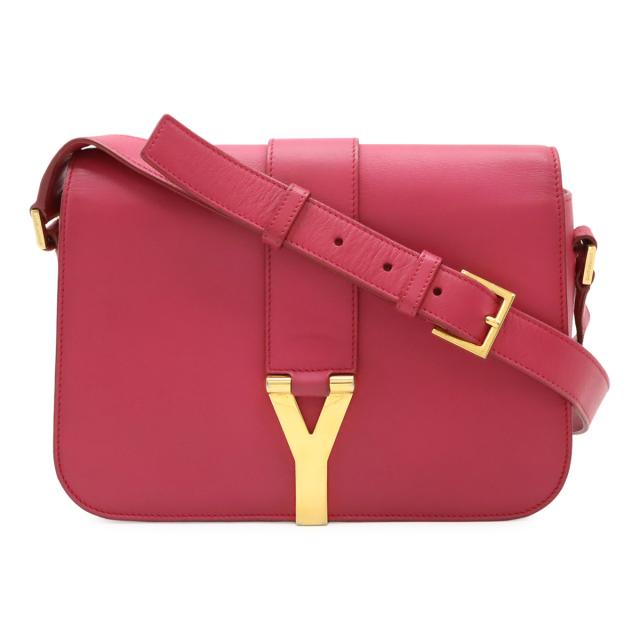 SAINT LAURENT PARIS サン ローラン パリ YSL イブサンローラン Yライン ショルダーバッグ 斜め掛け レザー ピンク ゴールド金具 311214