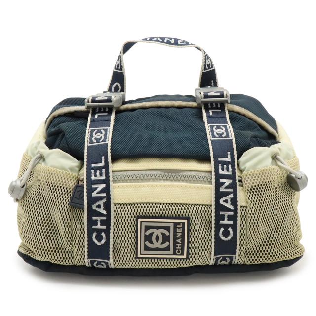 CHANEL シャネル スポーツライン ココマーク ウエストバッグ ボディバッグ 2WAY ハンドバッグ ナイロンキャンバス ネイビー グレー A27892