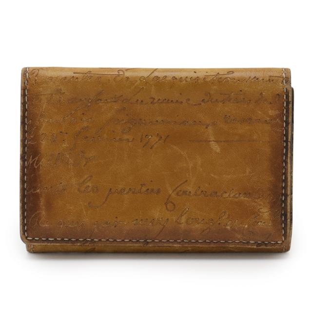 Berluti ベルルッティ カリグラフィ インブイア フラップ カードホルダー カードケース 名刺入れ パスケース ヴェネチアレザー ライトブラウン