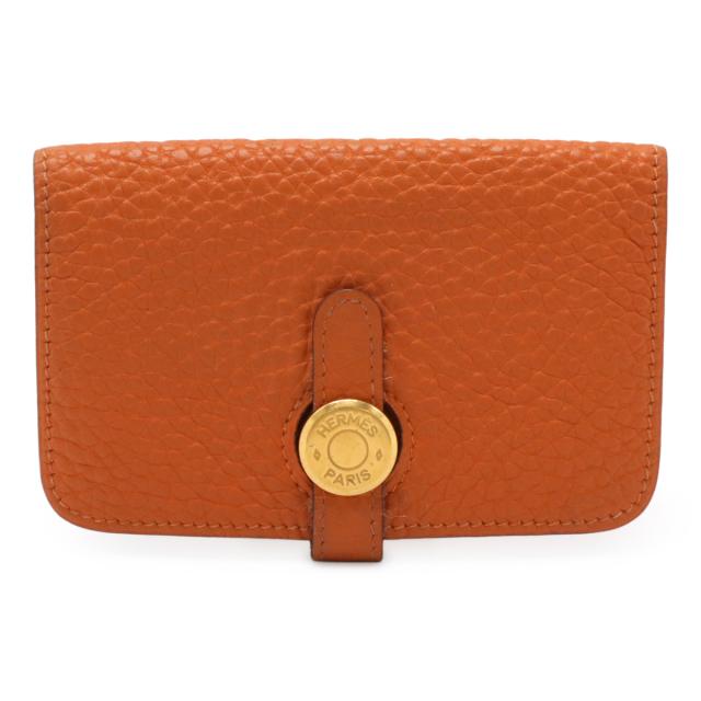 HERMES エルメス ドゴン キーケース ケース 小銭入れ パース カードケース チェーン付き トゴ レザー オレンジ ゴールド金具 □H刻印
