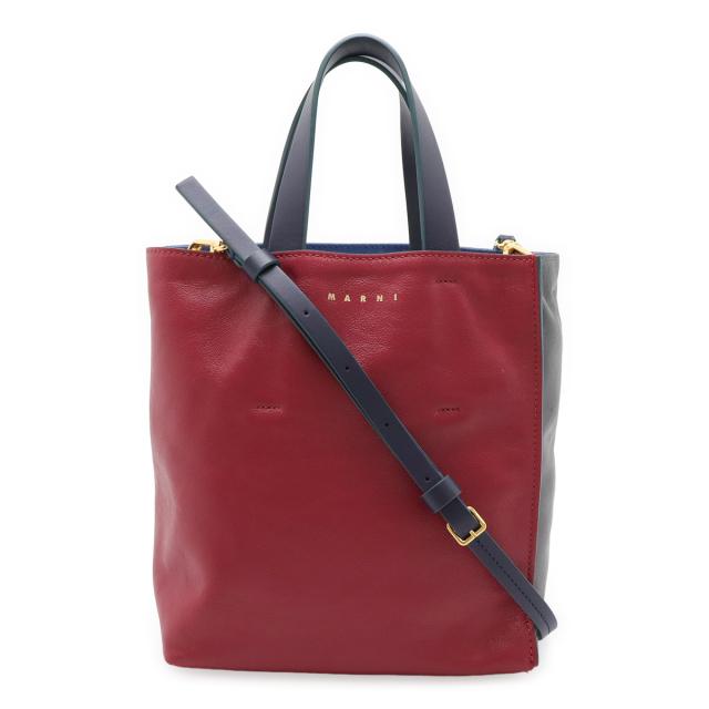 MARNI マルニ MUSEO SOFT ミュゼオ ソフト ミニバッグ トートバッグ 2WAY ショルダーバッグ 3カラー レザー フューシャ グレー ネイビー