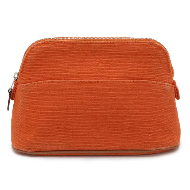 HERMES エルメス ボリードポーチ20 化粧ポーチ メイクポーチ マルチポーチ 小物入れ キャンバス レザー オレンジ