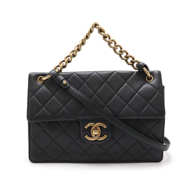 CHANEL シャネル マトラッセ ココマーク ショルダーバッグ 2WAY チェーンバッグ ハンドバッグ キャビアスキン レザー ブラック 黒 ゴールド金具