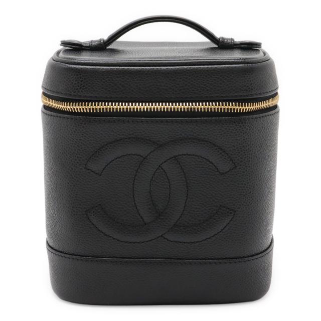 CHANEL シャネル ココマーク バニティバッグ ハンドバッグ 化粧ポーチ コスメポーチ キャビアスキン レザー ブラック 黒 ゴールド金具 A01998