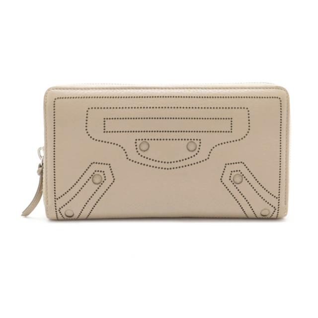 BALENCIAGA バレンシアガ クラシック コンチネンタル ジップアラウンド パンチング ラウンドファスナー 長財布 レザー グレージュ 443521