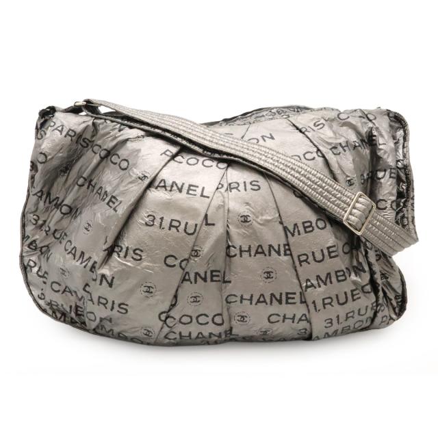 CHANEL シャネル アンリミテッド ショルダーバッグ 斜め掛け ナイロン シルバー ブラック 黒 シルバー金具 A46532