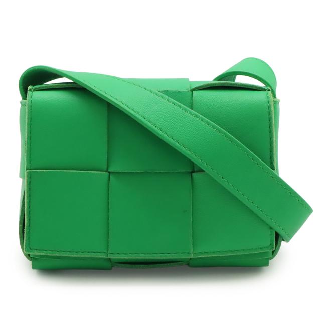 BOTTEGA VENETA ボッテガ ヴェネタ マキシイントレチャート キャンディ カセット ショルダーバッグ ポシェット ミニバッグ レザー グリーン 666688