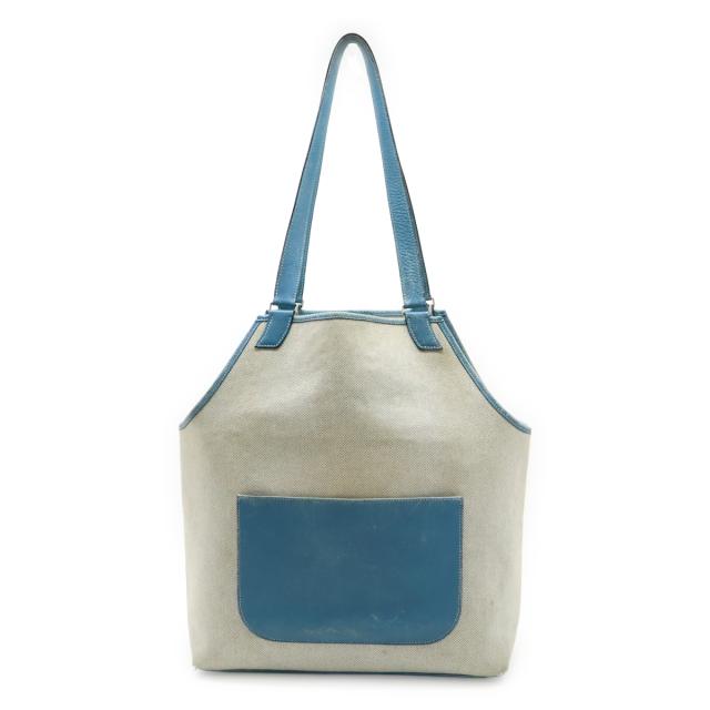 HERMES エルメス ジャルディニエPM トートバッグ ショルダーバッグ セミショルダー 肩掛け トワルアッシュ レザー ブルージーン 水色 シルバー金具