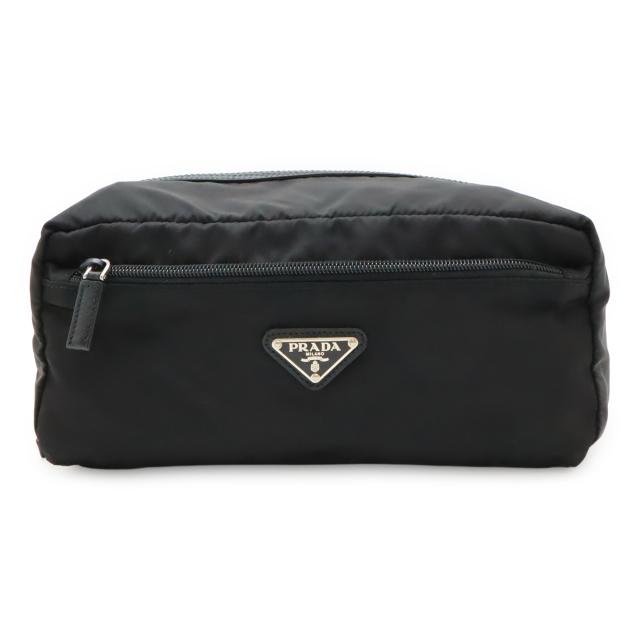 PRADA プラダ トライアングルロゴ セカンドバッグ クラッチバッグ トラベルポーチ マルチポーチ ナイロン NERO 黒 ブラック シルバー金具 2NA029