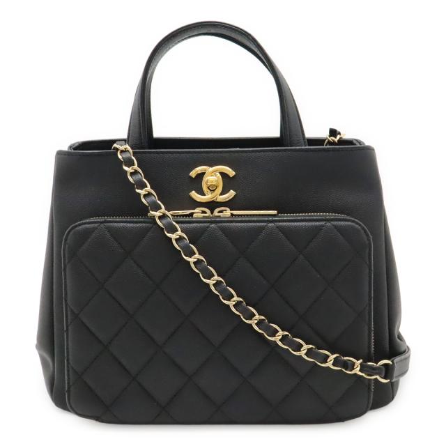 CHANEL シャネル スモールショッピングバッグ マトラッセ ハンドバッグ 2WAY チェーンショルダー キャビアスキン ブラック 黒 ゴールド金具 A93750