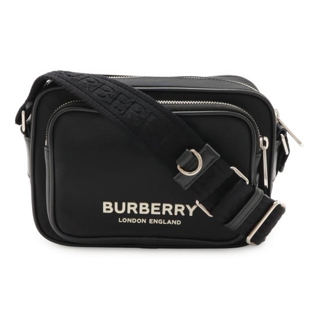 BURBERRY バーバリー ロゴ パディバッグ クロスボディバッグ ショルダーバッグ 斜め掛け ナイロン レザー ブラック 黒 シルバー金具 80490941
