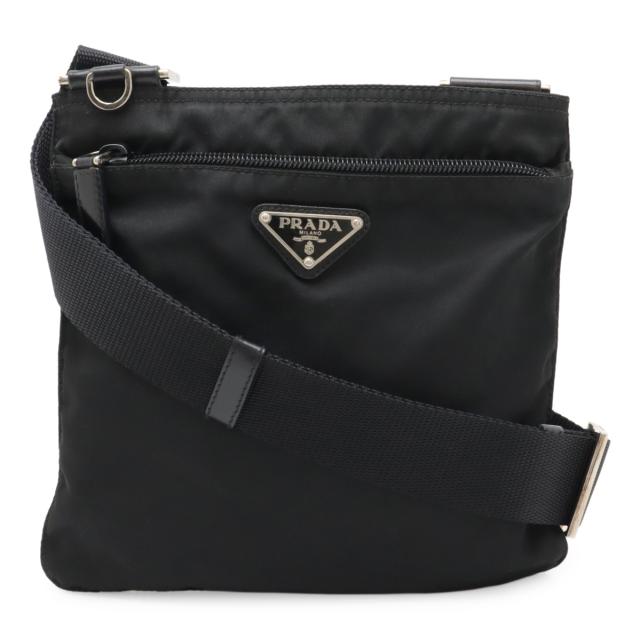 PRADA プラダ トライアングルロゴ プレート ショルダーバッグ 斜め掛け ポシェット マチなし ナイロン レザー NERO ブラック 黒 BT7372の通販はau PAY マーケット ...