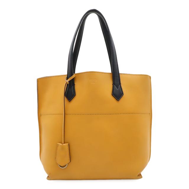 FENDI フェンディ オールイン ショッピング トートバッグ ショルダーバッグ 肩掛け レザー バイカラー イエロー 黄色 ブラック 黒 8BH262