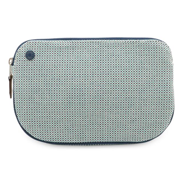 HERMES エルメス エシャペ ポーチ 小物入れ コスメポーチ 化粧ポーチ マルチポーチ レザー コットン マリン ブルー シルバー金具