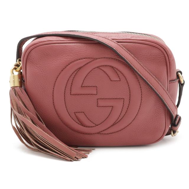 GUCCI グッチ ソーホー スモールディスコ タッセル フリンジ ショルダーバッグ ポシェット 斜め掛け レザー パープルピンク系 ゴールド金具 308364
