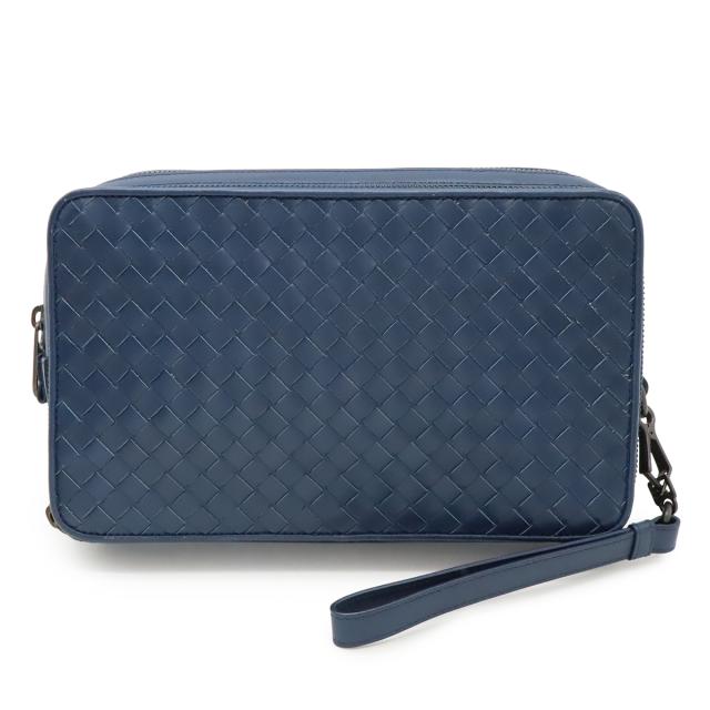 BOTTEGA VENETA ボッテガ ヴェネタ ボッテガベネタ イントレチャート クラッチバッグ セカンドバッグ レザー ネイビー 紺 344776