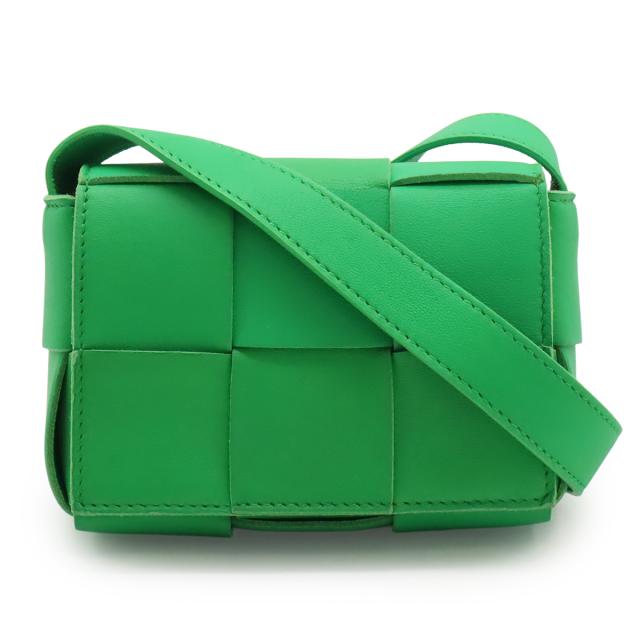 BOTTEGA VENETA ボッテガ ヴェネタ マキシイントレチャート キャンディ カセット ショルダーバッグ ポシェット ミニバッグ レザー グリーン 666688