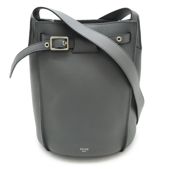 CELINE セリーヌ ビッグバッグ バケット ショルダーバッグ バケットバッグ バケツ型 カーフレザー グレー シルバー金具 183343
