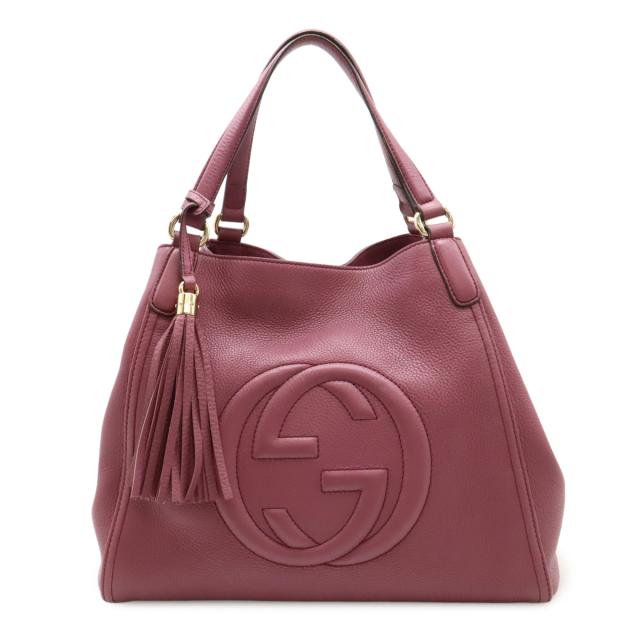 GUCCI グッチ ソーホー セラリウス トートバッグ ショルダーバッグ 肩掛け タッセル フリンジ レザー ピンクパープル系 ゴールド金具 282309