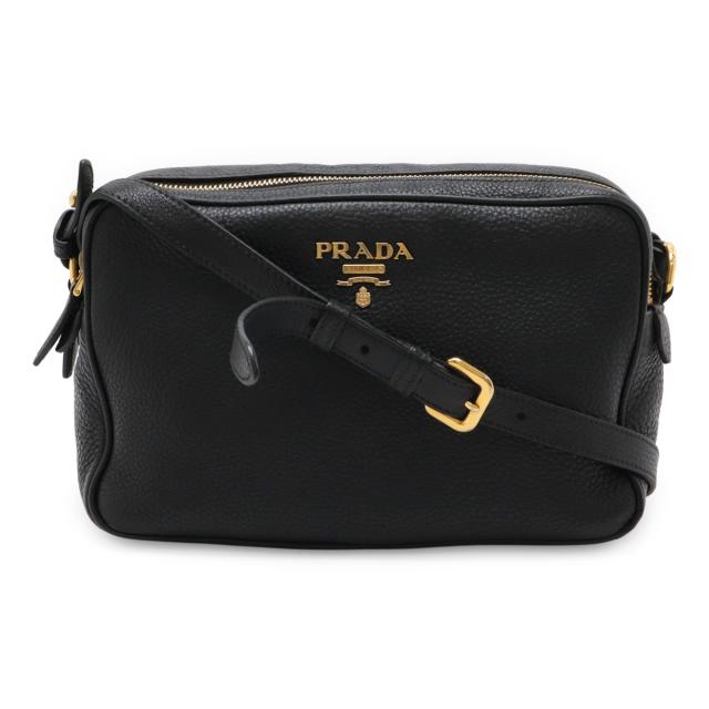 PRADA プラダ ロゴ ヴィッテロダイノ ショルダーバッグ ポシェット 斜め掛け レザー NERO 黒 ブラック ゴールド金具 1BH079