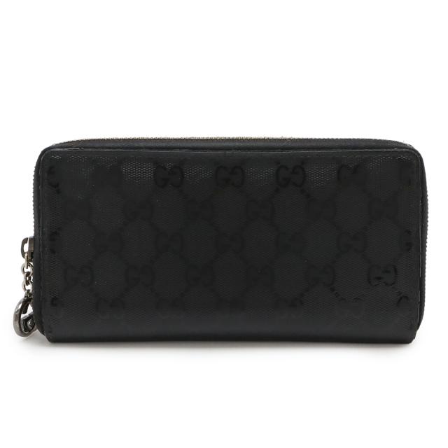 GUCCI グッチ GGインプリメ ラウンドファスナー 長財布 PVC ブラック 黒 シルバー金具 212110
