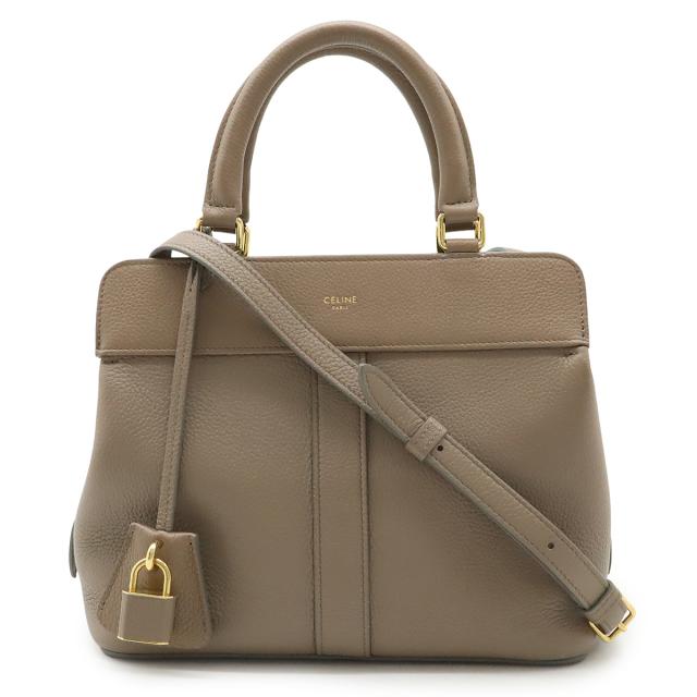 CELINE セリーヌ カバ ドゥ フランス スモール ハンドバッグ ミニバッグ 2WAY ショルダーバッグ 斜め掛け レザー グレージュ ゴールド金具 191963