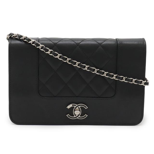CHANEL シャネル マドモアゼル ヴィンテージ マトラッセ チェーンウォレット ショルダーバッグ ポシェット レザー ブラック シルバー金具 A80972
