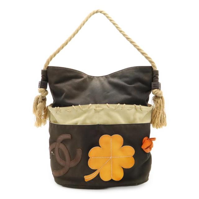 CHANEL シャネル フィッシュネット ロープ ココマーク カメリア トートバッグ ハンドバッグ キャンバス レザー ウッド ブラック ベージュ A21385