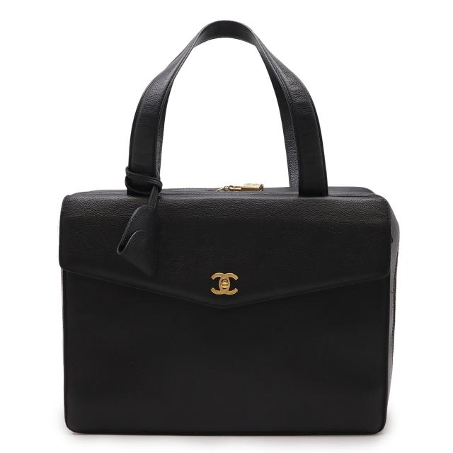 CHANEL シャネル ココマーク ビジネスバッグ ブリーフケース 書類カバン キャビアスキン レザー ブラック 黒 ゴールド金具