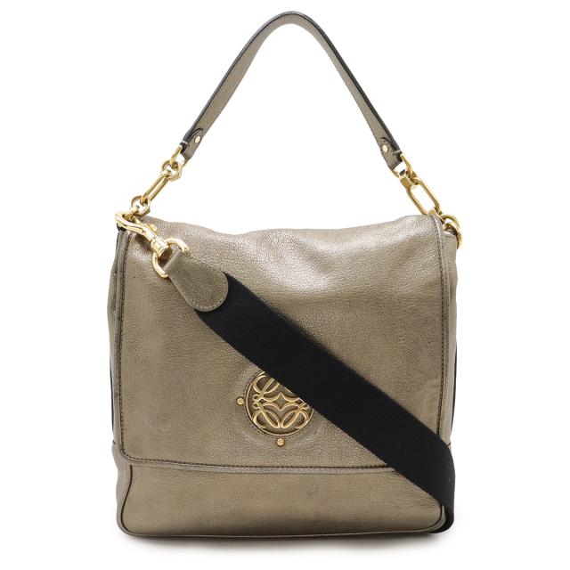 LOEWE ロエベ マイア アナグラム ショルダーバッグ 2WAY ハンドバッグ レザー メタリックゴールド ゴールド金具
