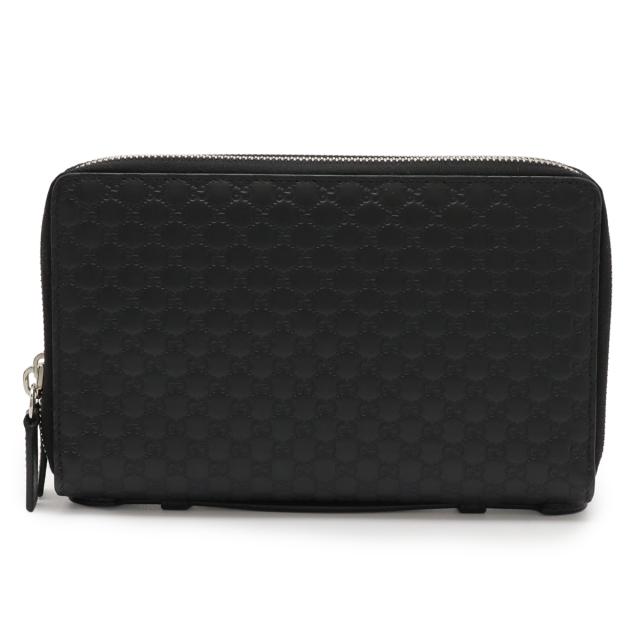 GUCCI グッチ マイクログッチシマ トラベルケース クラッチバッグ オーガナイザー 長財布 レザー ブラック 黒 アウトレット品 449246