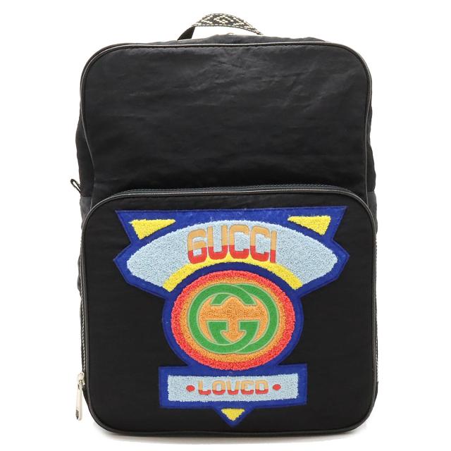 GUCCI グッチ テリー クロスパッチ インターロッキングG リュックサック バックパック ナイロン レザー ブラック 黒 マルチカラー 536724