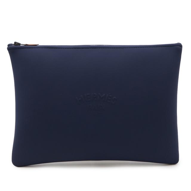 HERMES エルメス ネオバンGM マルチポーチ クラッチバッグ セカンドバッグ ポリアミド エラスタン レザー ブルーマリン 紺 ネイビー